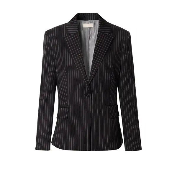 AGGI BY HALEWSKI Ana Shadow Tennis Striped Short Blazer - Black