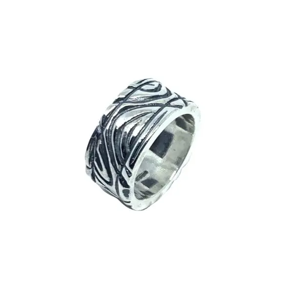 TG-JEWELLERY BY TAMARA GERVASIO Silver / Black Le Linee Ring – Sterling Silver Polish And Oxide - Silver/black