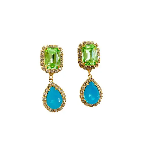 THE PINK REEF Jewel Drop Neons In Green And Light Sapphire - Blue