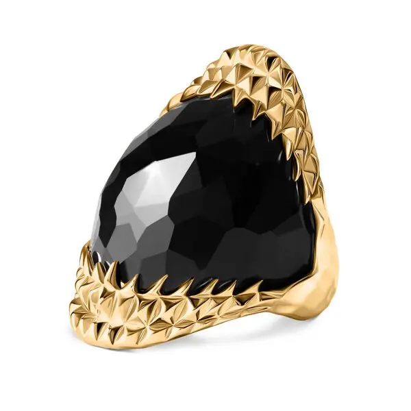 KASUN LONDON Black Vampire Bite Ring - Gold