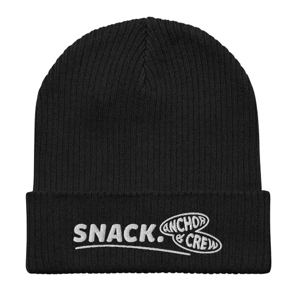 ANCHOR & CREW Snack Gen. Organic Cotton Embroidered Beanie - Black