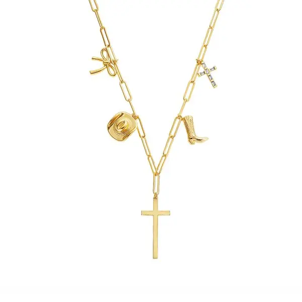 LA KAISER The Laura Cross Charm Necklace - Gold