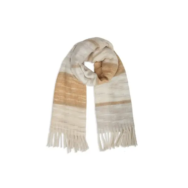 Saachi Cozy Oversized Fringe Neutral Scarf - Brown