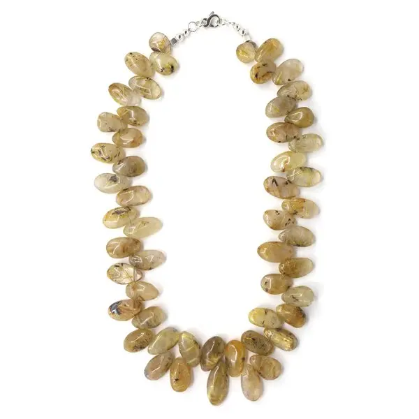 Shar Oke Gold / Silver Gold Rutile Quartz Statet Necklace - Gold/silver