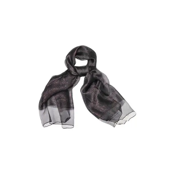 Saachi Silk Sparkle Wrap Navy Scarf - Black