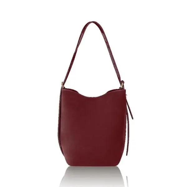 BETSY & FLOSS Melfi Suede Bucket Tote Bag In Burgundy - Red