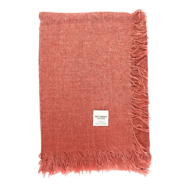 BEL CASHMERE Cashmere Foulard With Fringes Mineral - Red