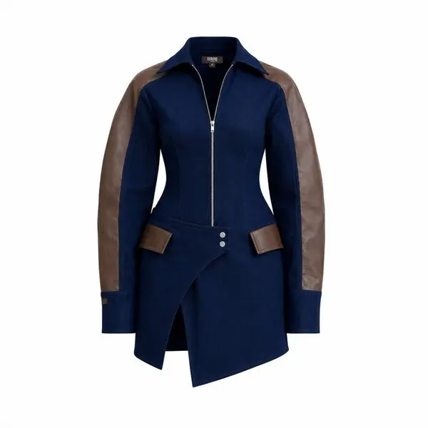 LUROQ LONDON Blue / Brown Architectural Zip Mini - Blue/brown