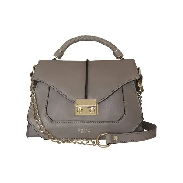BELSAC Flore, Leather Shoulder Bag - Grey