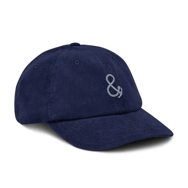 ANCHOR & CREW Oxford Navy Ampersand Signature Embroidered Corduroy Cap - Blue