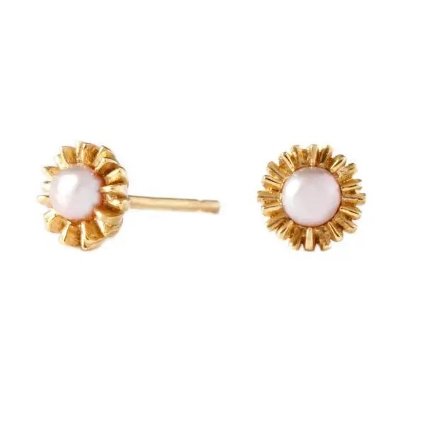 LEE RENEE Dahlia Bud Freshwater Pearl Earrings - Gold