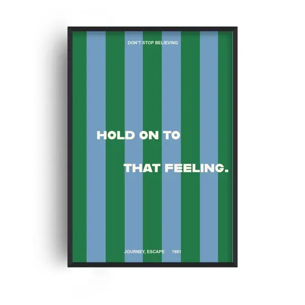 FANCLUB Blue / Green Don't Stop Believing Journey Music Giclée Art Print 1980's Music Giclée Art Print A3 - Blue/green