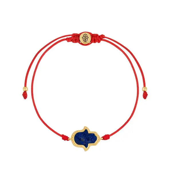 KARMA AND LUCK Blue / Red Soul’s Gratitude Hamsa Lapis Lazuli Red String Bracelet - Blue/red