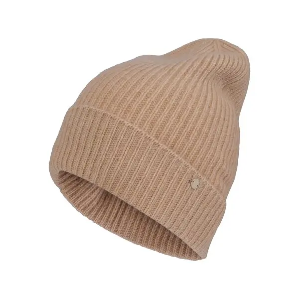 TIRILLM Holly Rib Knitted Cashmere Beanie, Light Camel Beige - Brown