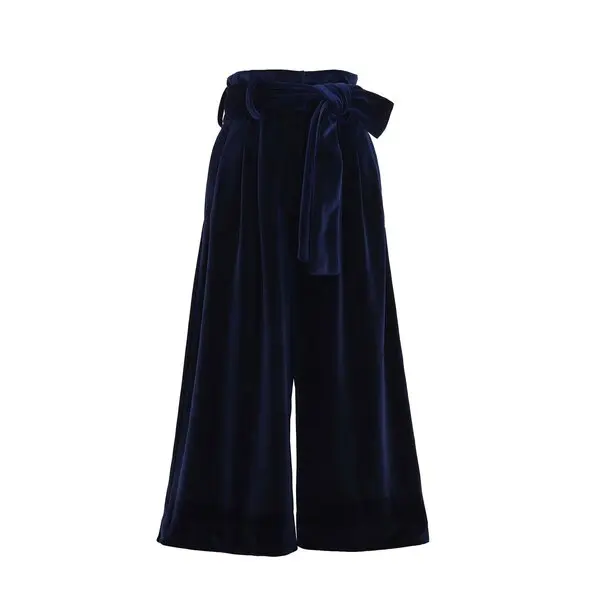 EMMA WALLACE Nala Cropped Velvet Trousers - Blue