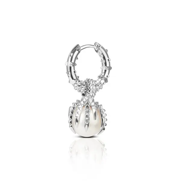 KASUN LONDON The Dragon & The Ivoory Pearl Hoop Earrings - Silver
