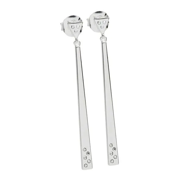 LUCY QUARTERMAINE Art Deco One Linea Drop Earrings - Silver