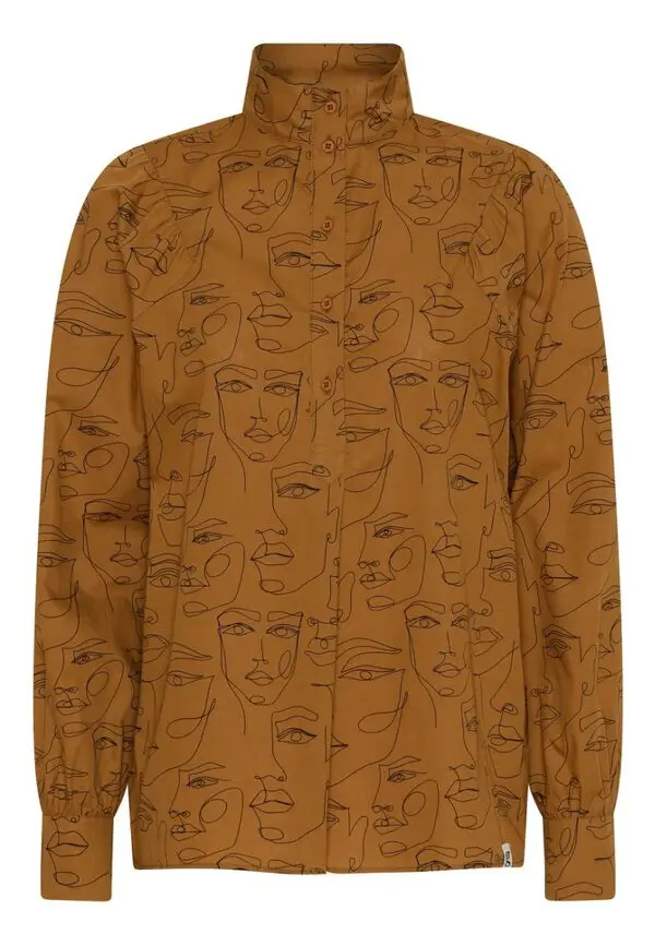 GROBUND The Sonja Shirt The One With A High Collar In Cognac - Brown