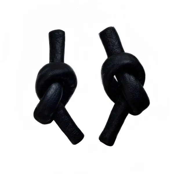 WAIWAI Knot Leather Earrings - Black
