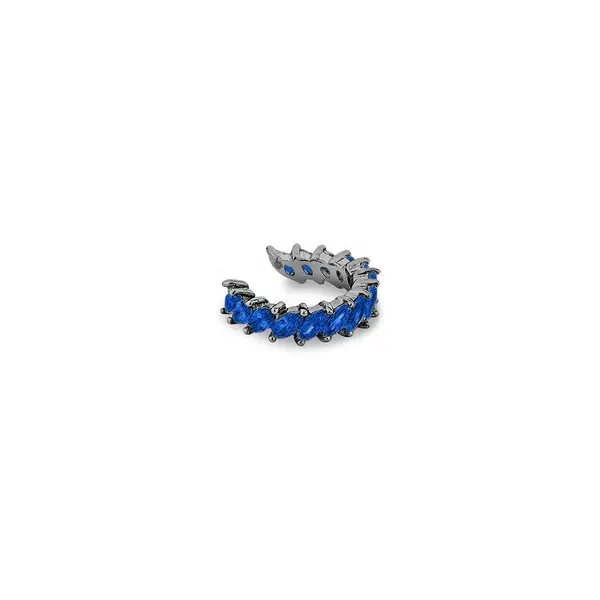 SALLY SKOUFIS Black / Blue Emergence Ear Cuff With Made Sapphires In Premium Black Rhodium - Black/blue