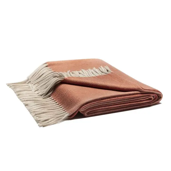 LO DECOR Zibelline Fringe Cashmere Throw - Orange