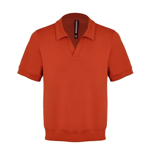 DAVID WEJ Enzo Cotton V-neck Polo - Orange