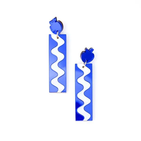 BY CHAVELLI Matisse Wave Dangly Earrings - Blue