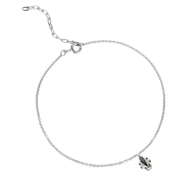 LEE RENEE Ladybird Black Diamond Bracelet – Wings Open - Silver