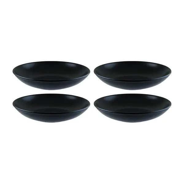 Turgla Home Notte Round Porcelain Pasta, Salad, Bowl Set Of Four - Black