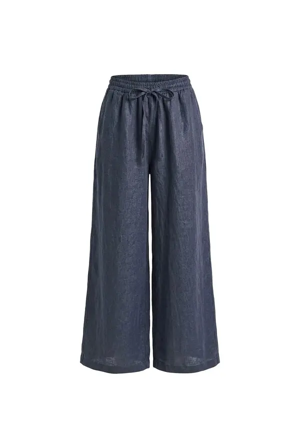 JAMES LAKELAND Navy Pure Linen Trousers - Blue