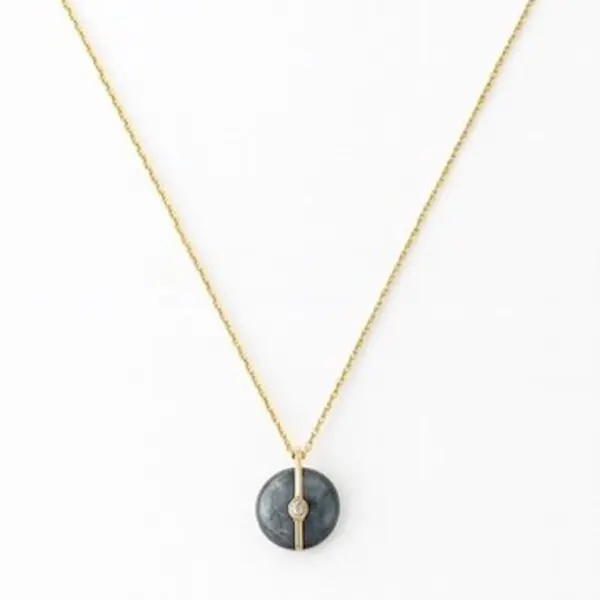 ECCE ARTISAN DIAMONDS Enamelled Mini Diamond Buttons 14k Yellow Solid Gold Necklace - Grey