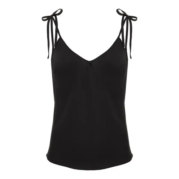 CONCEPT A TROIS Viscose Thin Strap Tank Top - Black