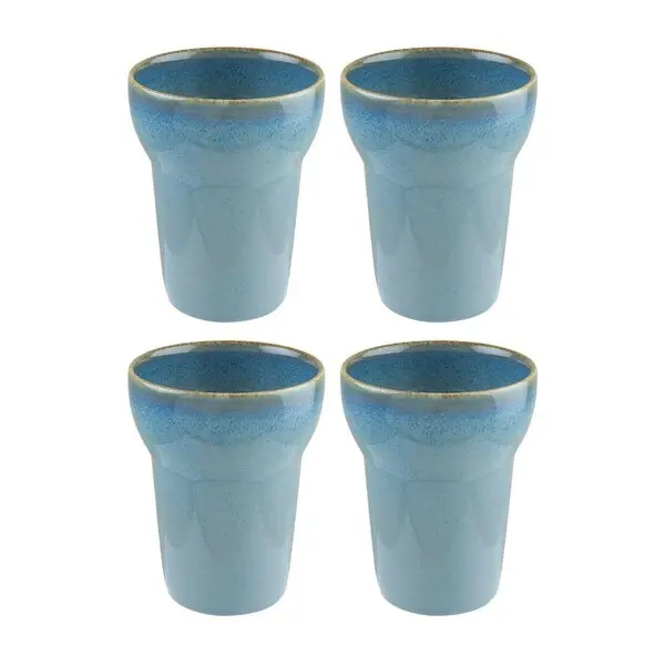 Turgla Home Sky Round Porcelain Mug Set Of Four - Blue