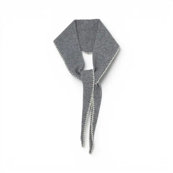 LOOM & COVE 100% Cashmere Triangle Scarf Stitch Edge - Grey