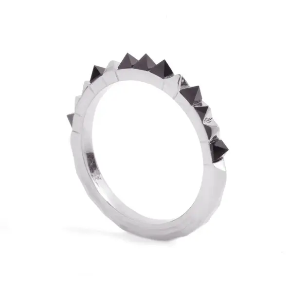 KASUN LONDON Crocodile Onyx Ring - Silver
