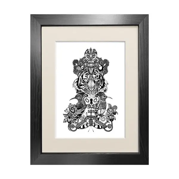 EMILY CARTER The Royal Tiger' Fine Art Print A4 - Black
