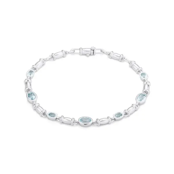LULU B LONDON Topaz Gemstone Chain Silver Bracelet - Blue