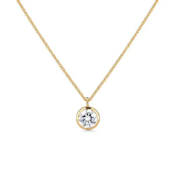AUGUSTINE JEWELS Delicate Round Shaped Diamond Necklace Bezel Set - Gold