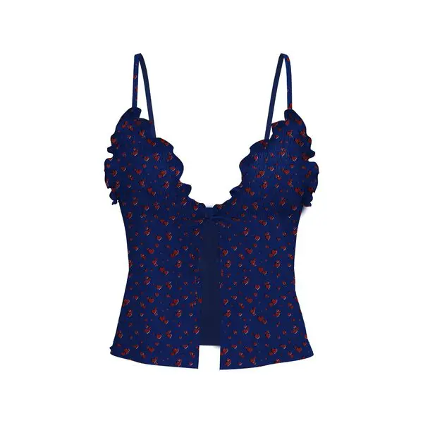 BLACKBOUGH SWIM Louise Dainty Tankini Top / Heartache Pointelle - Blue