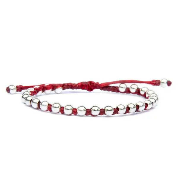HARBOUR UK Sterling Silver Beaded Friendship Bracelet - Red