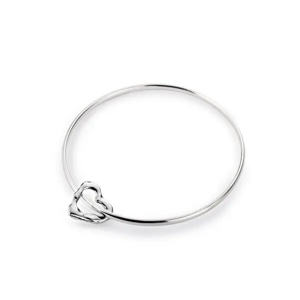 LULU AND BOO JEWELLERY Solid Sterling Charm Bangle With Sterling Molten Heart - Silver