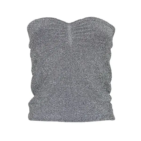 LALIPOP DESIGN Strapless Fitted Y Knitted Top - Silver