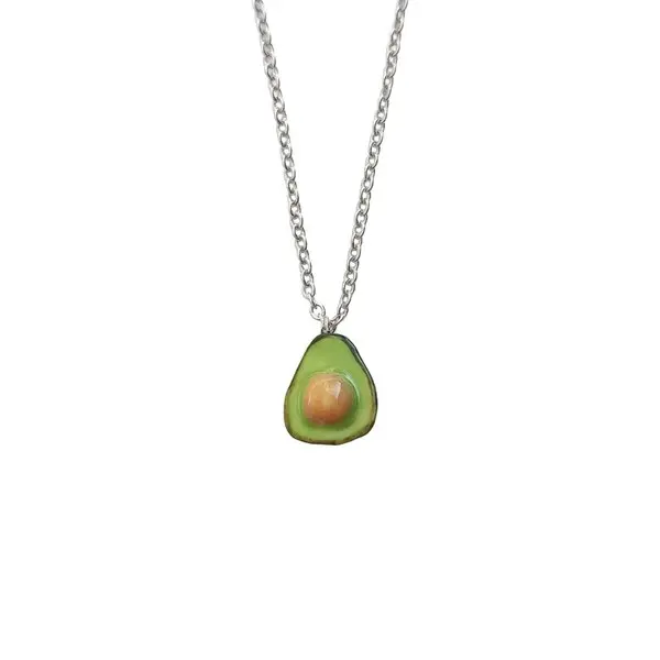 POPORCELAIN Mini Porcelain Avocado Necklace, Tone - Silver