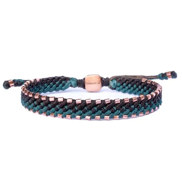 HARBOUR UK Hampton Connection Copper Rope Bracelet Aqua - Brown