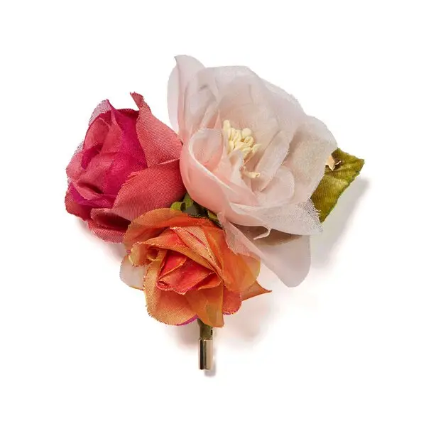 HELENA SIMON The Spray Rose Floral Brooch - Pink/yellow