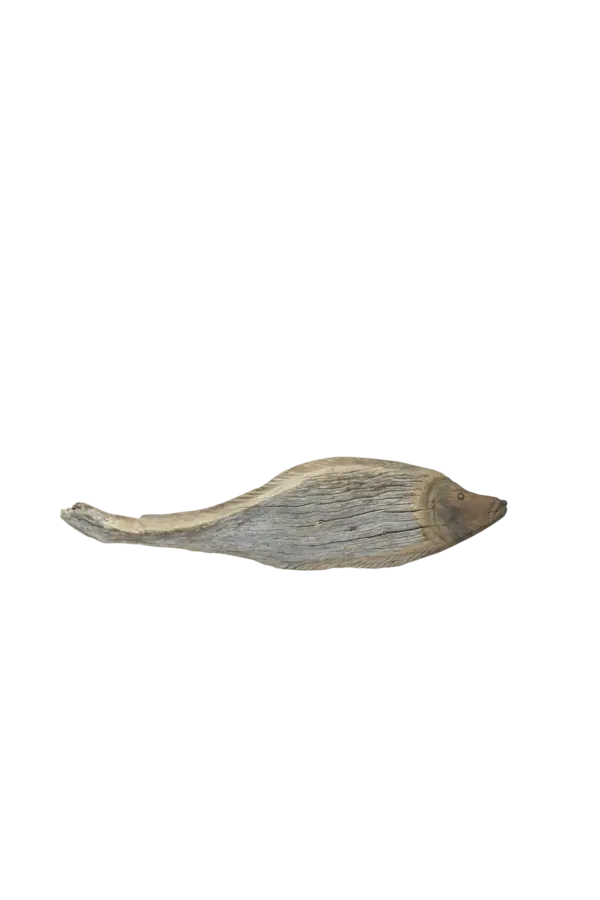 Botanical Boys Driftwood Hand Carved Fish Fifteen Four - Brown