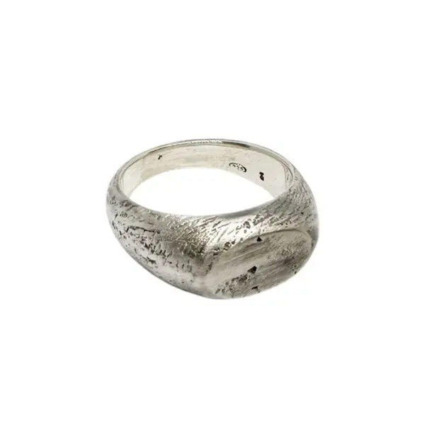 TG-JEWELLERY BY TAMARA GERVASIO Silver / Black Recast Erosion Signet Ring – Recycled Sterling Silver Sand Cast - Silver/black