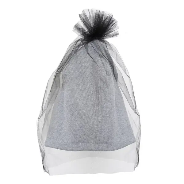 METAMORPHOZA Beanie Hat With Tulle Layer In Gray - Grey