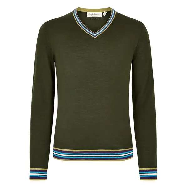 MG RIVERS Extrafine Merino The V Olive - Green