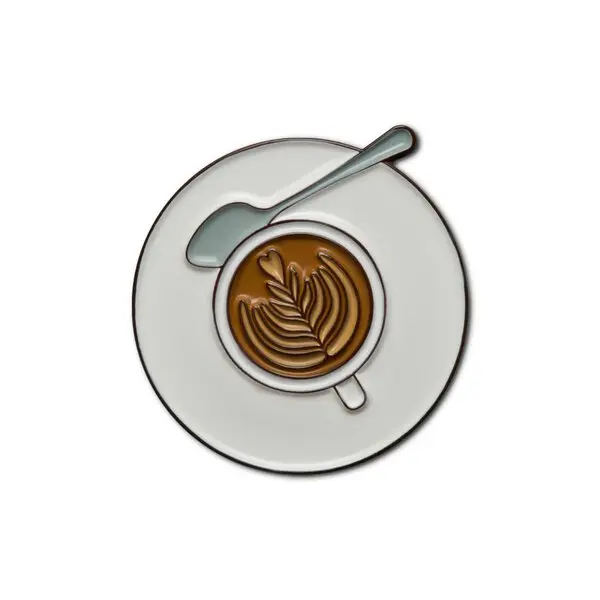 MAKE HEADS TURN White / Brown Enamel Pin Cup Of Coffee - White/brown
